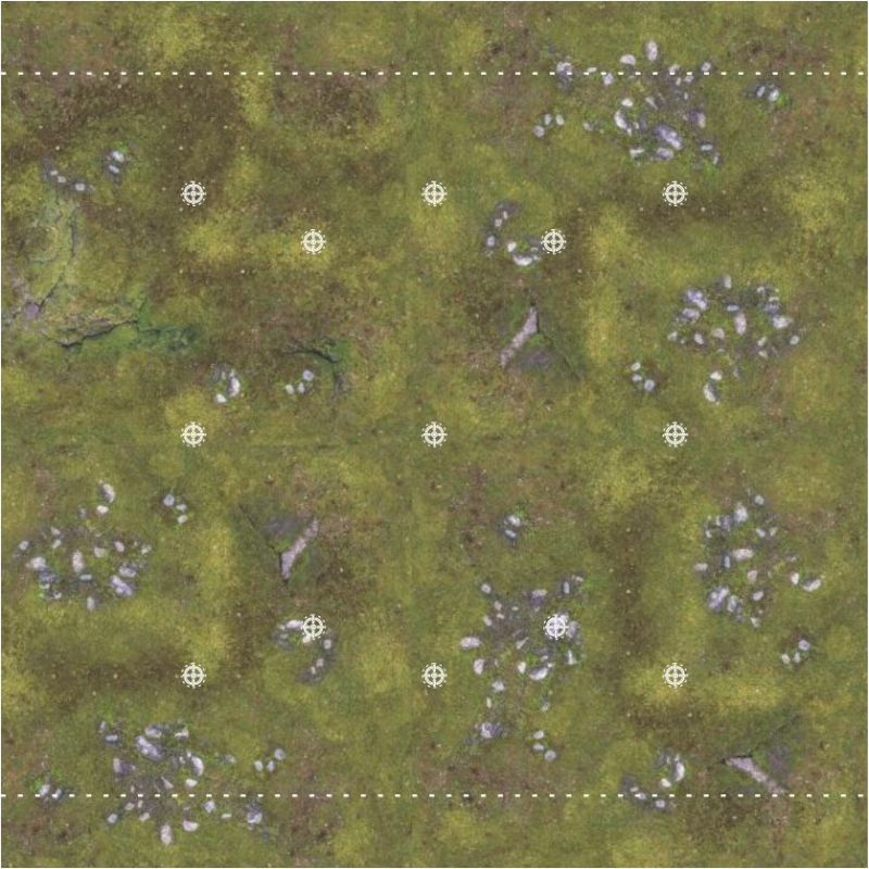 HIGHLANDS Mat 3X3 WITH MARKS FOR SHATTERPOINT Bandua Wargames